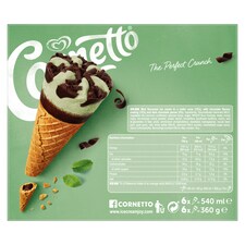 Cornetto Mint Ice Cream Cones 6 X 90Ml - Tesco Groceries