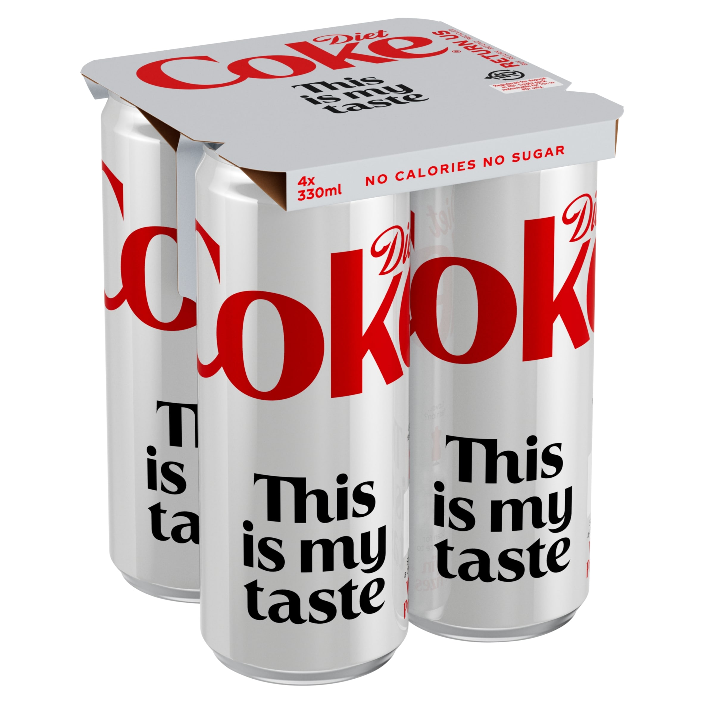 Diet Coke Soft Drink 4x330ml - Tesco Groceries