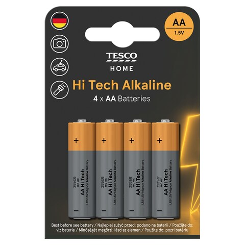 Tesco Power Hi Tech Alkaline Batteries AA 4 pcs - Tesco Groceries