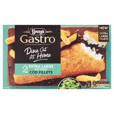 Youngs Gastro 2 Extra Large Battered Cod Fillets 450G - Tesco Groceries