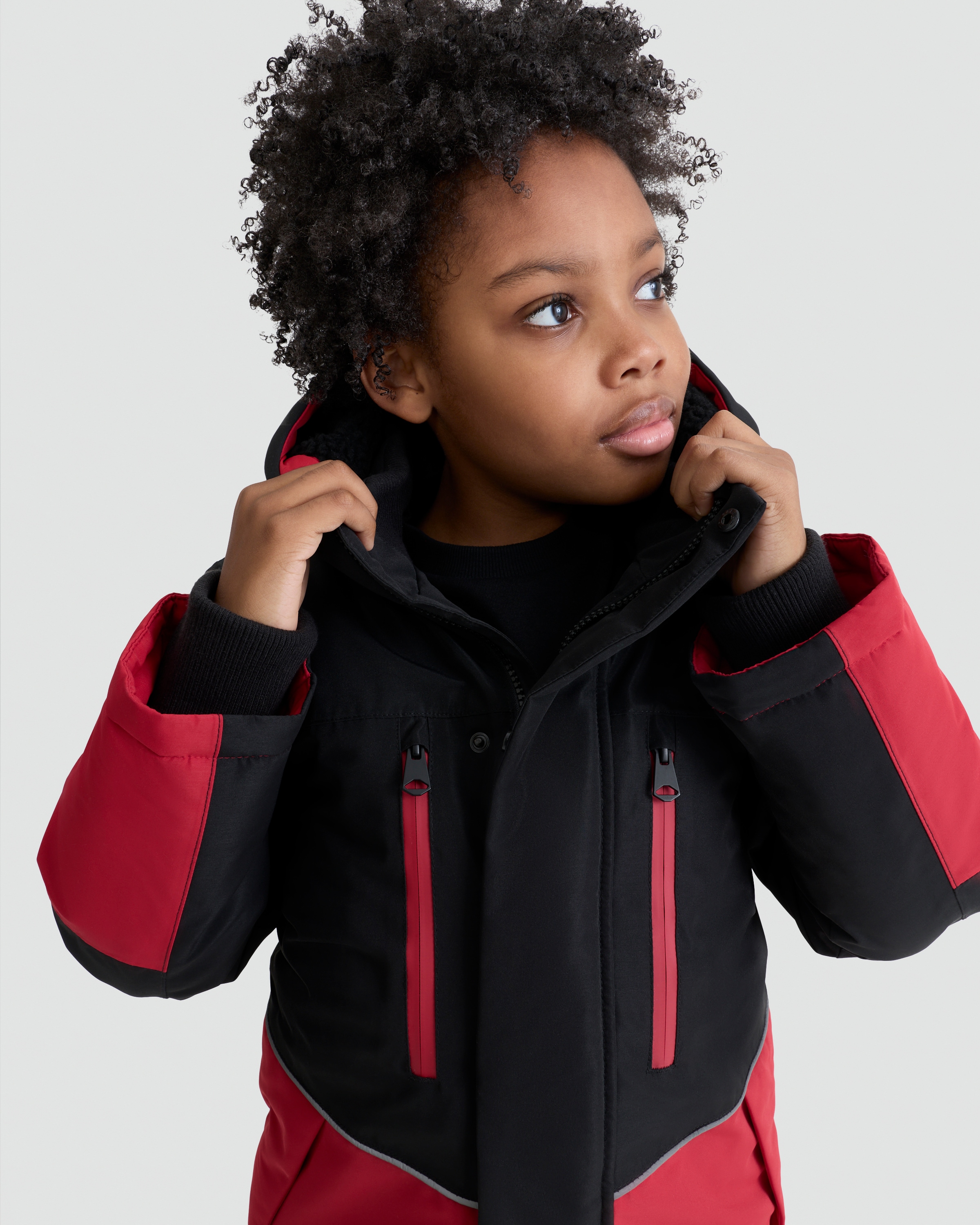 F&F Boys Colour Block Hooded Waterproof Jacket in Red - Tesco Groceries