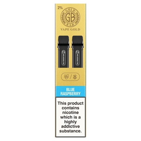 GOLD BAR Blue Raspberry 2xPods 20mg/2ml - Tesco Groceries