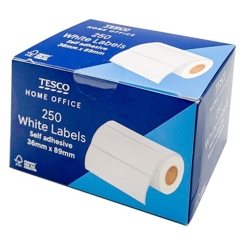 Tesco Self- Adhesive White Labels 250 Roll - Tesco Groceries