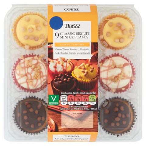 Tesco 9 Classic Biscuit Mini Cupcakes - Tesco Groceries