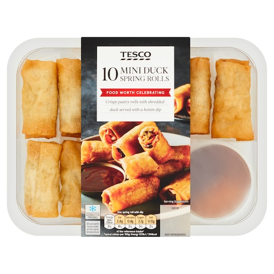 Tesco 10 Mini Duck Spring Roll With Hoisin Dip 220G - Tesco Groceries