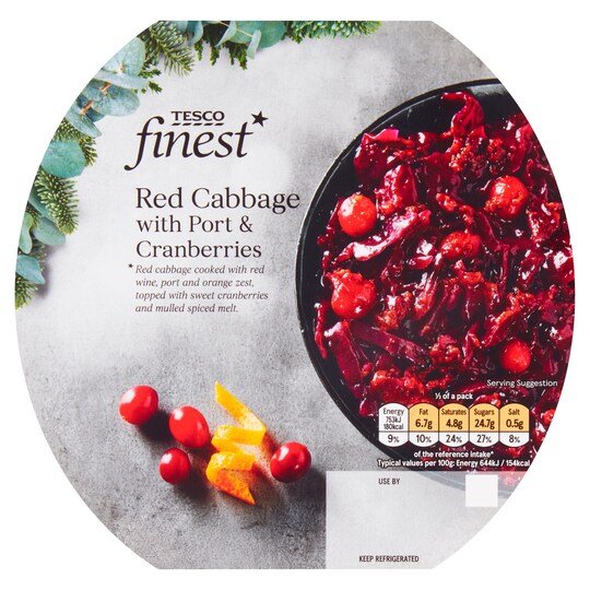 Tesco Finest Red Cabbage Port & Cranberry 250G - Tesco Groceries
