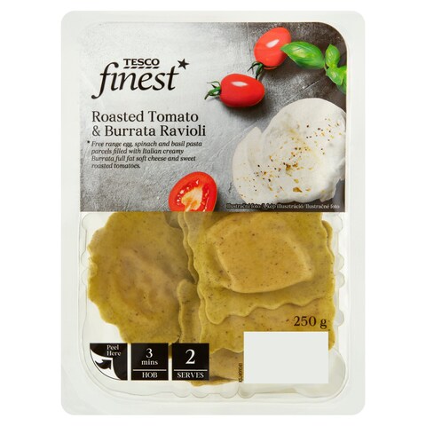 Tesco Finest Ravioli friss tojásos tészta Burrata sajttal és sült ...