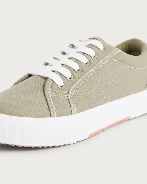 F&F Lace Up Canvas Trainers in Khaki - Tesco Groceries