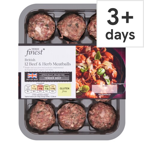 Tesco Finest 12 Beef & Herb Meatballs 336G - Tesco Groceries