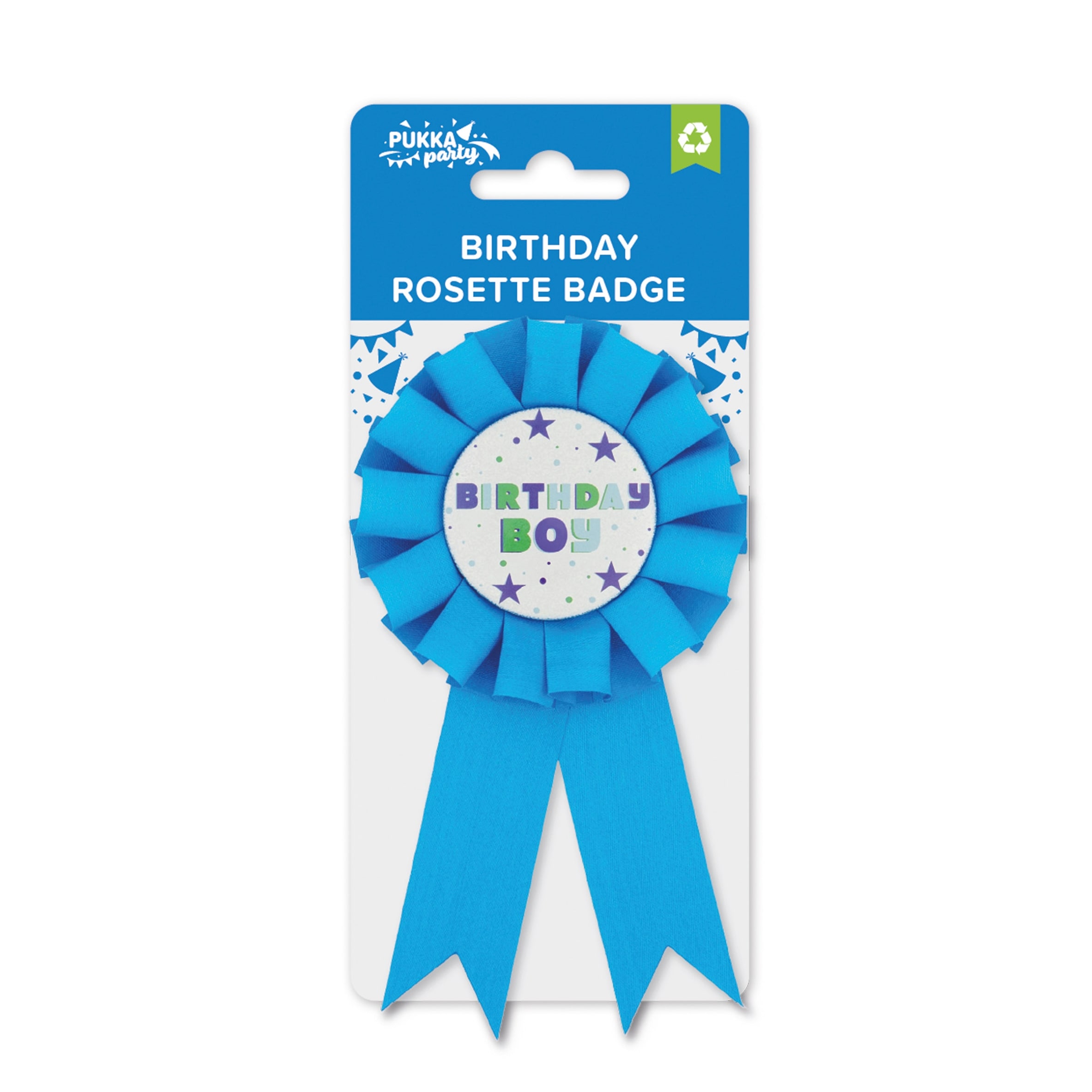 Pukka Party Birthday Rosette Badge - Blue - Tesco Groceries