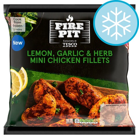 Tesco Firepit Lemon Garlic & Herb Mini Chicken Fillets 400g - Tesco ...