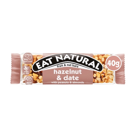 Eat Natural Hazelnut & Date Fruit & Nut Bars with Peanuts & Almonds 40g ...