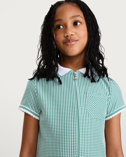 F&F School Girls 2-Pack Gingham Pleated Dresses in Green - Tesco Groceries