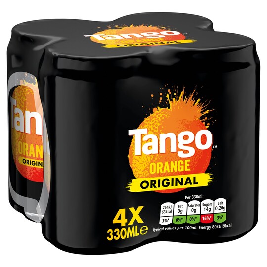 Tango Orange Multi Pack Can 4X330ml - Tesco Groceries