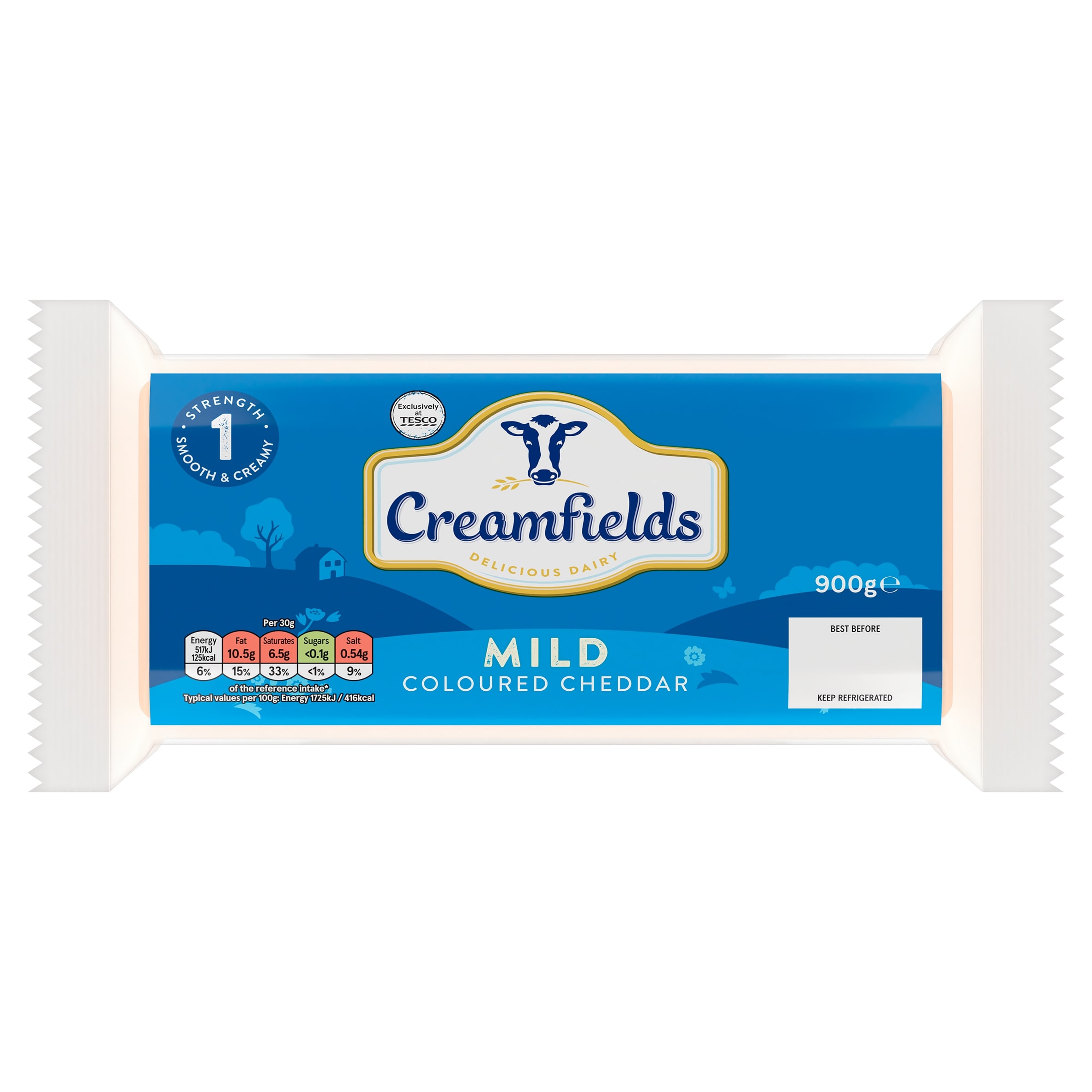 Creamfields Mild Coloured Cheddar 900g - Tesco Groceries
