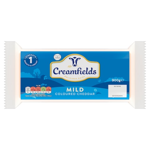 Creamfields Mild Coloured Cheddar 900g - Tesco Groceries