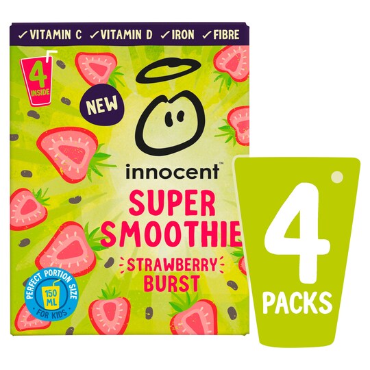 Innocent Super Smoothie Strawberry Burst 4X150ml - Tesco Groceries