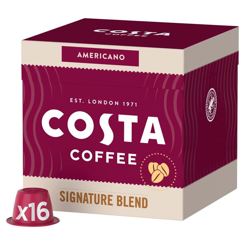 Costa Coffee Americano Signature 16 Pods 121.6G - Tesco Groceries