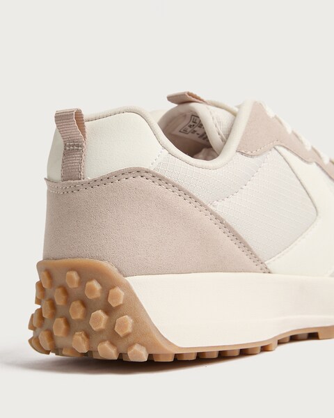 F&F Lace Up Runner Trainers in Neutral - Tesco Groceries