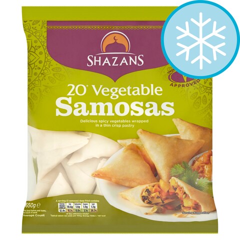 SHAZANS VEGETABLE SAMOSAS 20S 650G - Tesco Groceries