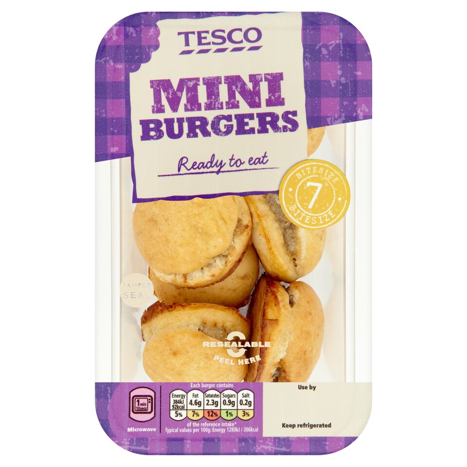 Tesco 7 Bitesize Cheese Burgers 210G - Tesco Groceries