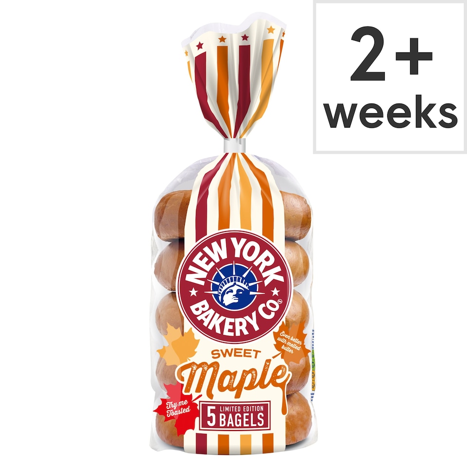 New York Bakery Sweet Maple Bagel 5 pack - Tesco Groceries