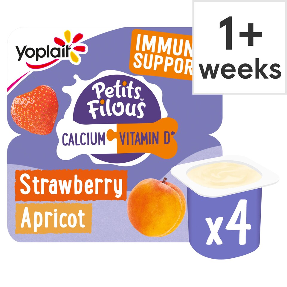 Petits Filous Strawberry & Apricot Kids Yoghurt Big Pots 4x85g - Tesco ...
