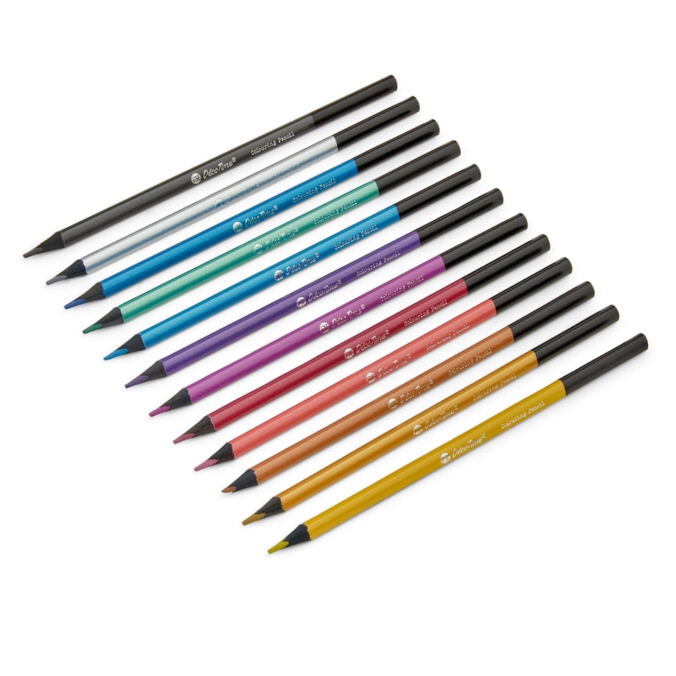 Deco Time 12 Black Wood Pastel Colouring Pencils - Tesco Groceries