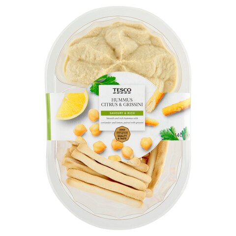 Tesco Hummus Citrus & Grissini 140 g - Tesco Groceries