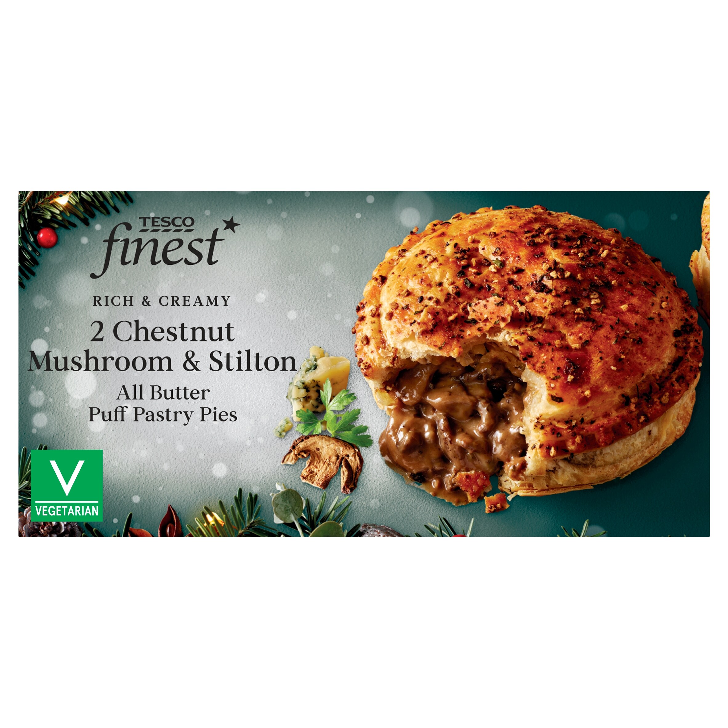 Tesco Finest 2 Chestnut Mushroom & Stilton Pies 300g - Tesco Groceries
