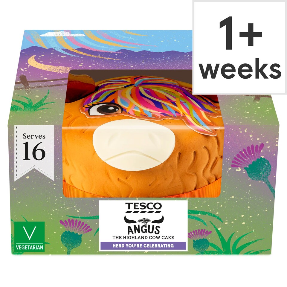 Tesco Angus The Highland Cow Cake Serves 16 - Tesco Groceries