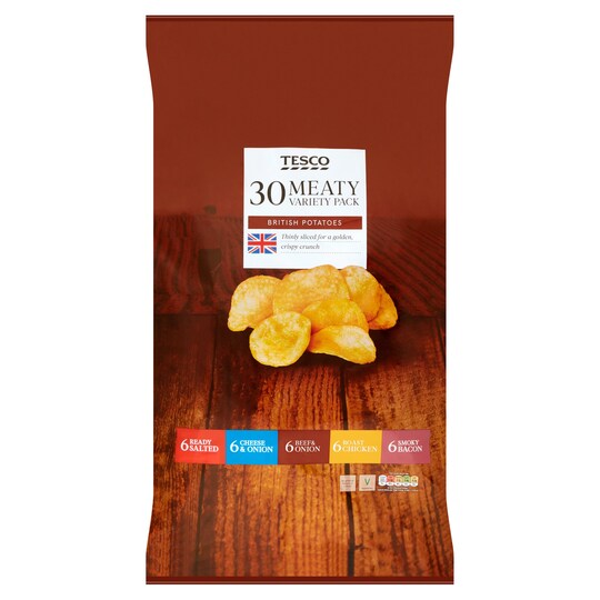 Tesco Meaty Variety Crisps 30X25g - Tesco Groceries