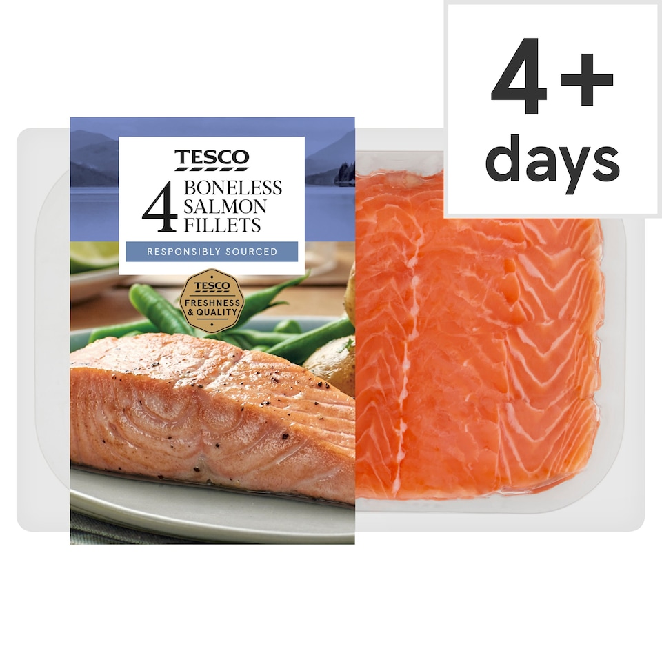 Tesco 4 Boneless Salmon Fillets 520G - Tesco Groceries
