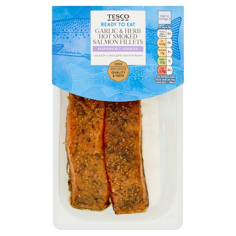 Tesco Garlic & Herb Hot Smoked Salmon Fillets 180g - Tesco Groceries