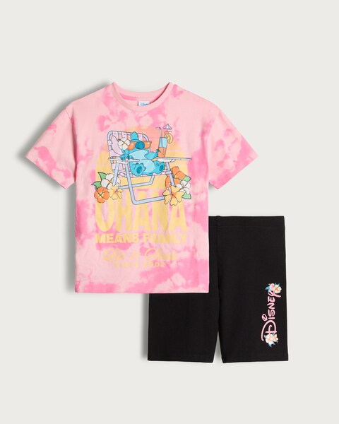 Disney Lilo & Stitch T-Shirt and Shorts Set in Pink - Tesco Groceries