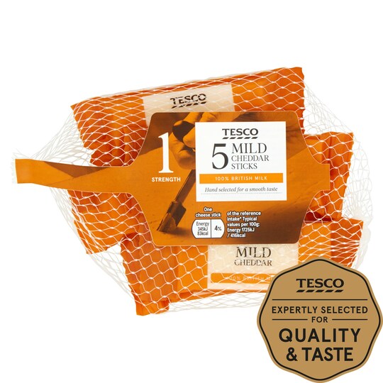 Tesco British Mild Cheddar Snack Sticks 5X20g - Tesco Groceries