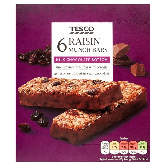 Tesco Raisin Munch Bar 6X32g - Tesco Groceries