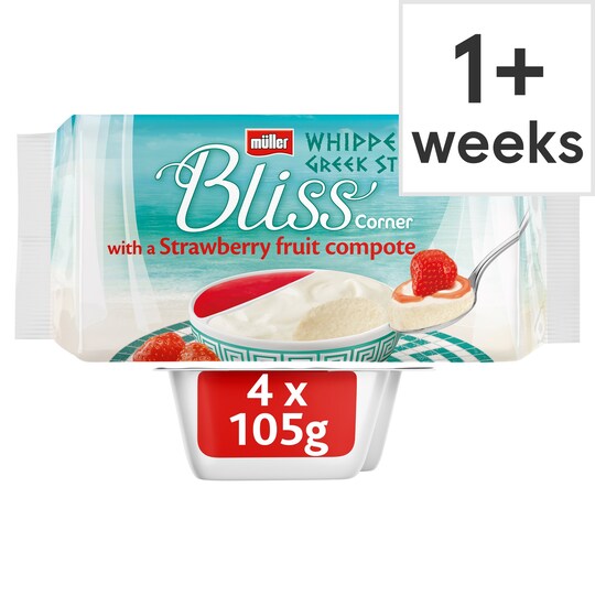 Muller Bliss Strawberry Greek Style Yogurt 4X105g - Tesco Groceries