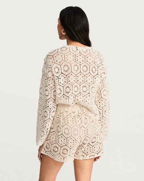 F&F Cotton Rich Crochet Lace Shorts in Cream - Tesco Groceries