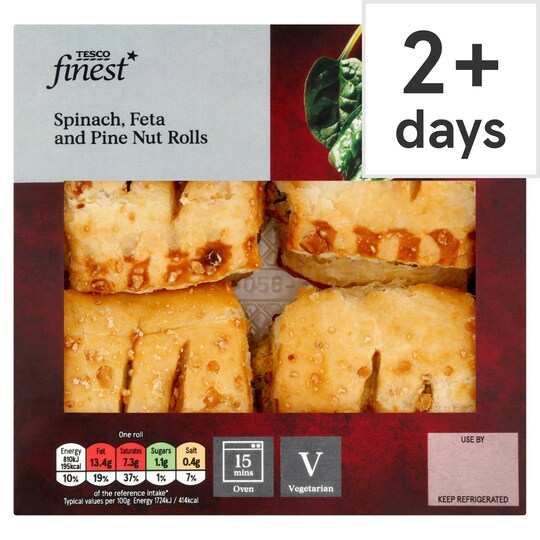 Tesco Finest Spinach, Feta & Pine Nut Rolls 188G - Tesco Groceries