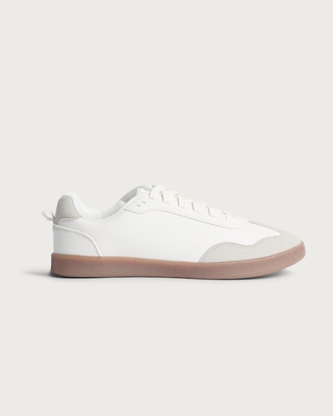 F&F Colour Block Contrast Sole Lace Up Trainers in White - Tesco Groceries