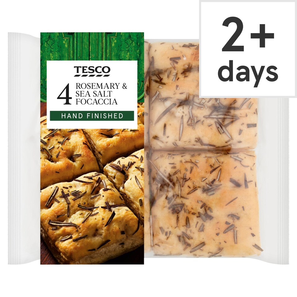 Tesco 4 Rosemary & Sea Salt Focaccia 200G - Tesco Groceries