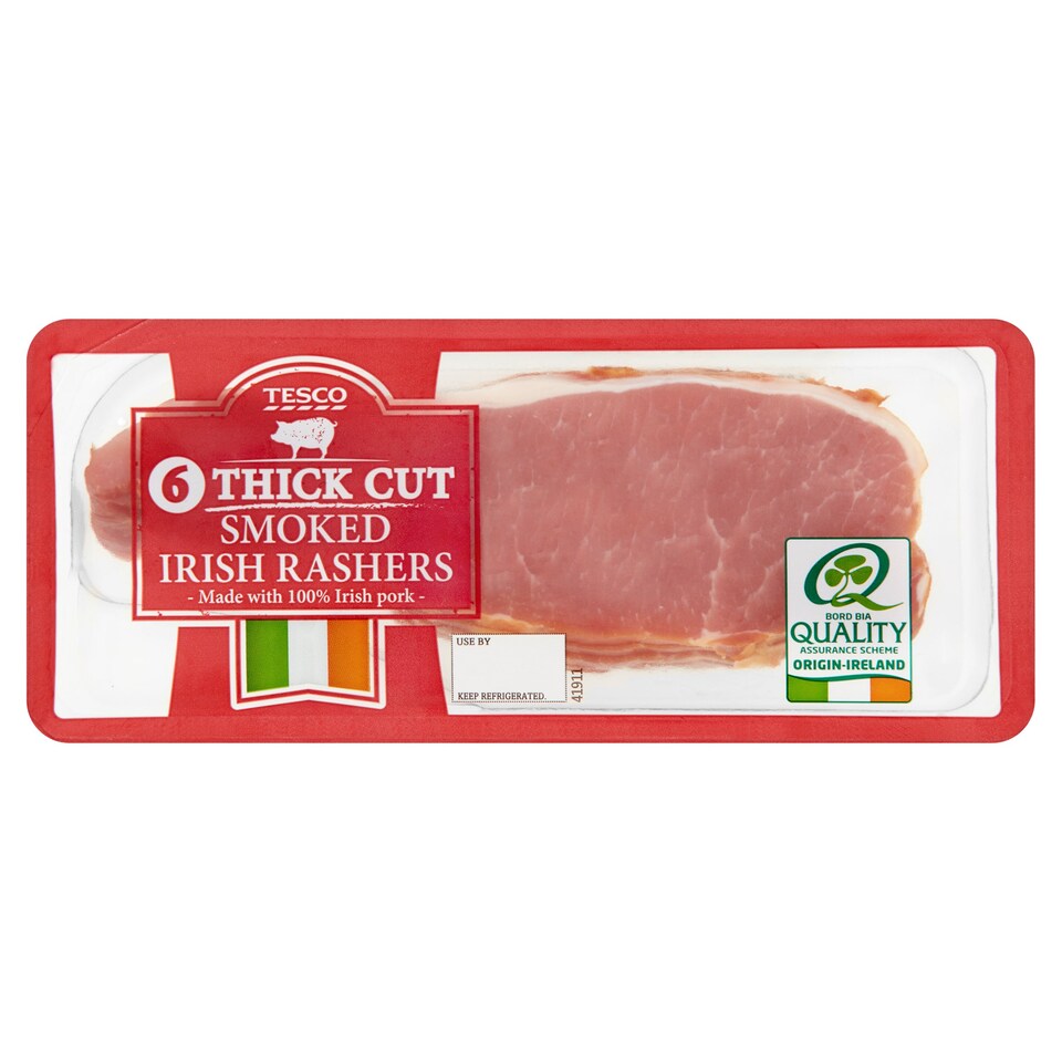 Tesco Smoked Thick Cut Irish Rashers 378G - Tesco Groceries