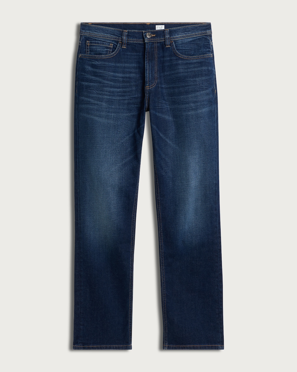 F&F Straight Leg Cotton Rich Jeans in Navy - Tesco Groceries