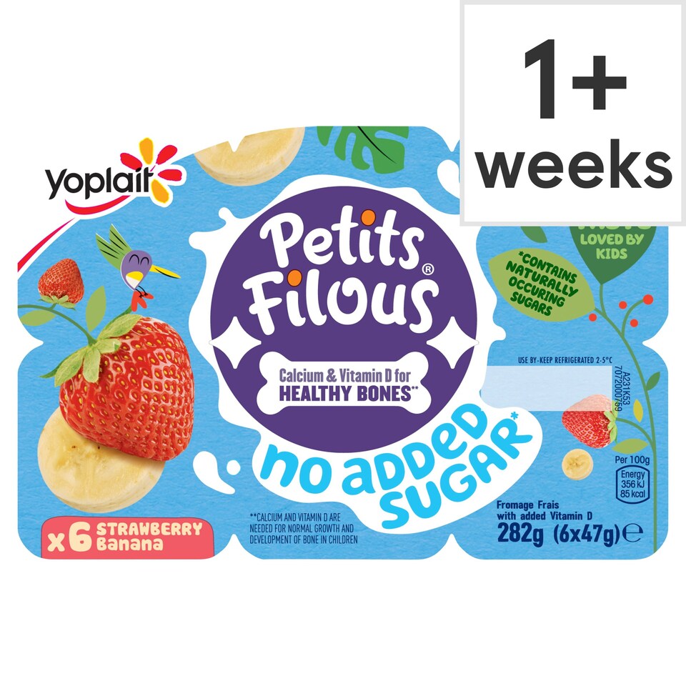Petits Filous No Added Sugar Strawberry Banana Fromage Frais 6 X 47G ...