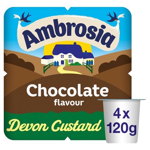 Ambrosia Ready To Eat Chocolate Devon Custard 4 X 120G - Tesco Groceries