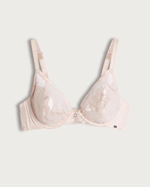 F&F Floral Lace Non Padded Wired Bra in Pink - Tesco Groceries