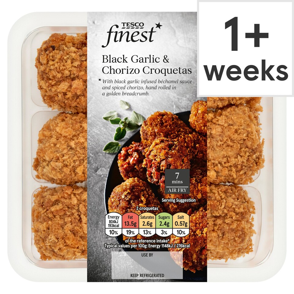 Tesco Finest Chorizo & Black Garlic Croquetas 210g - Tesco Groceries