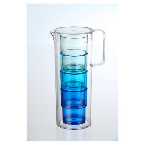 Tesco Blue Jug With Stacking Tumblers - Tesco Groceries