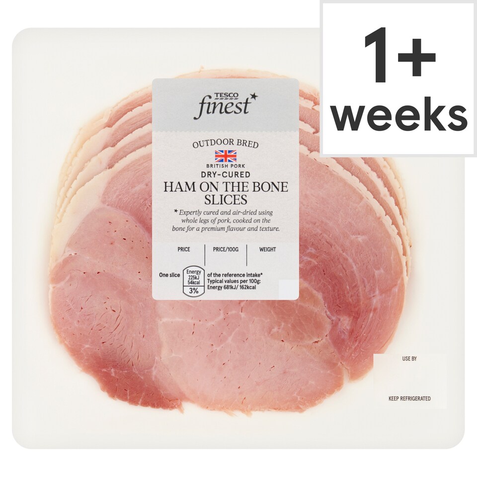Tesco Finest Dry Cured Ham on the Bone Slices 130g - Tesco Groceries